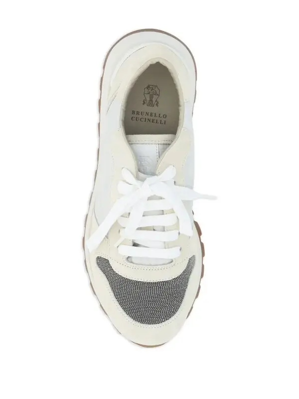 Brunello Cucinelli Suede And Techno Fabric Runners With Precious Toe