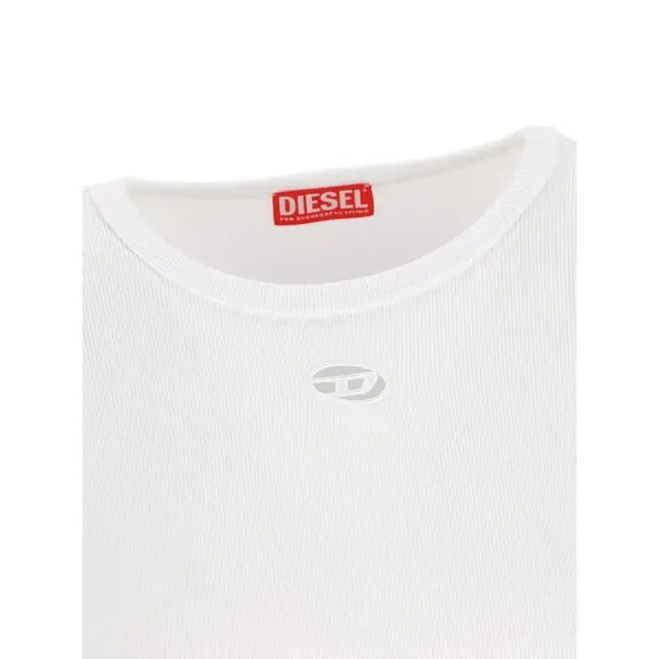 DIESEL® Ribbed Logo Round Neck Short Sleeve T-shirt - White