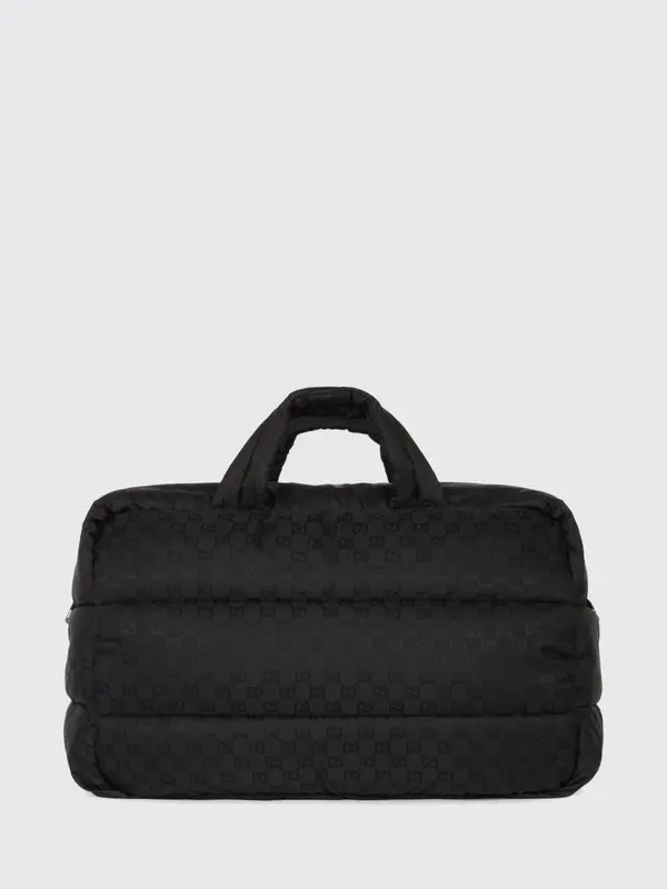 Gucci Nylon Travel Bag With Gg Monogram Pattern And Removable Strap - Black