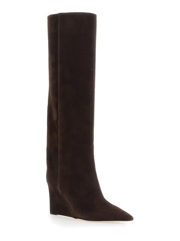 JIMMY CHOO Blake' Brown Knee-high Boots With High Wedge Heel In Leather For - Multicolor