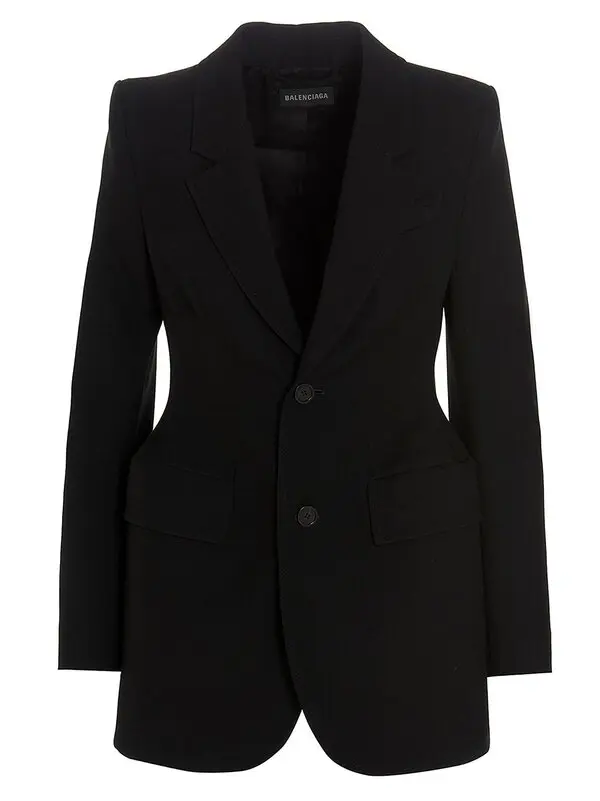 Balenciaga Hourglass Wool Twill Single-breasted Blazer - Black