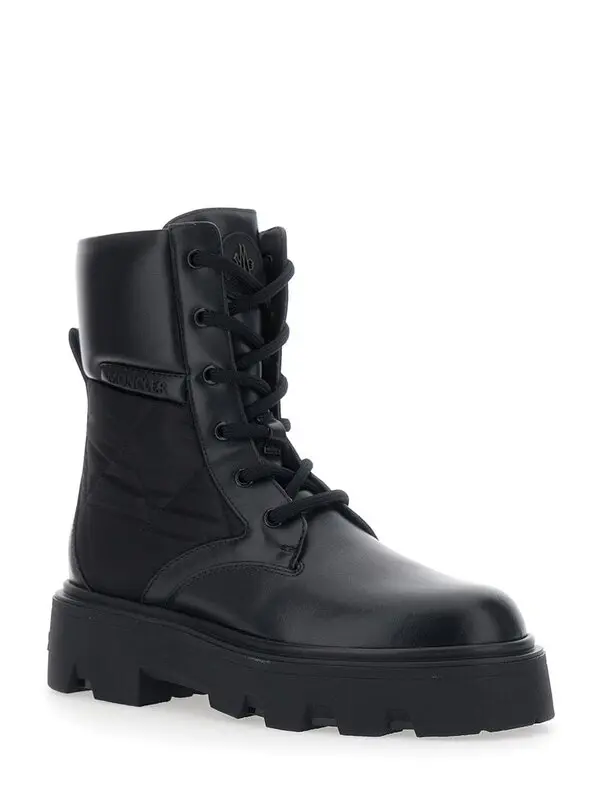 Moncler Aurea' Black Ankle Boots With Slip-on Design And Logo Lettering On The Side In Leather For - Multicolor