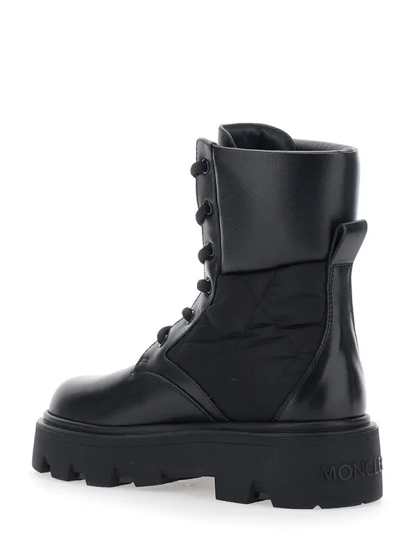 Moncler Aurea' Black Ankle Boots With Slip-on Design And Logo Lettering On The Side In Leather For - Multicolor
