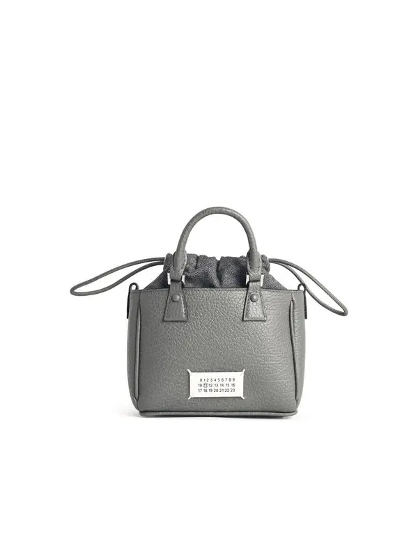 MAISON MARGIELA 5ac Tote Horizontal' Pebble Grey Leather Bag - Gray