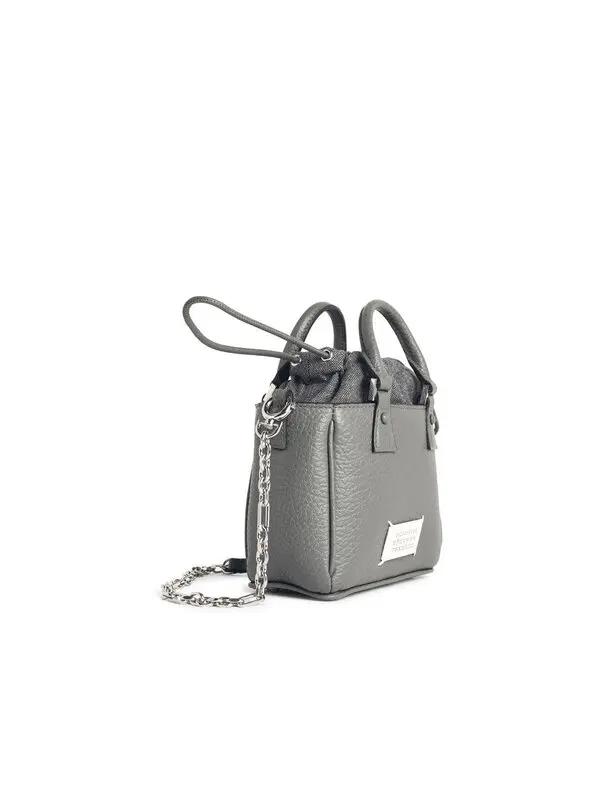 MAISON MARGIELA 5ac Tote Horizontal' Pebble Grey Leather Bag - Gray