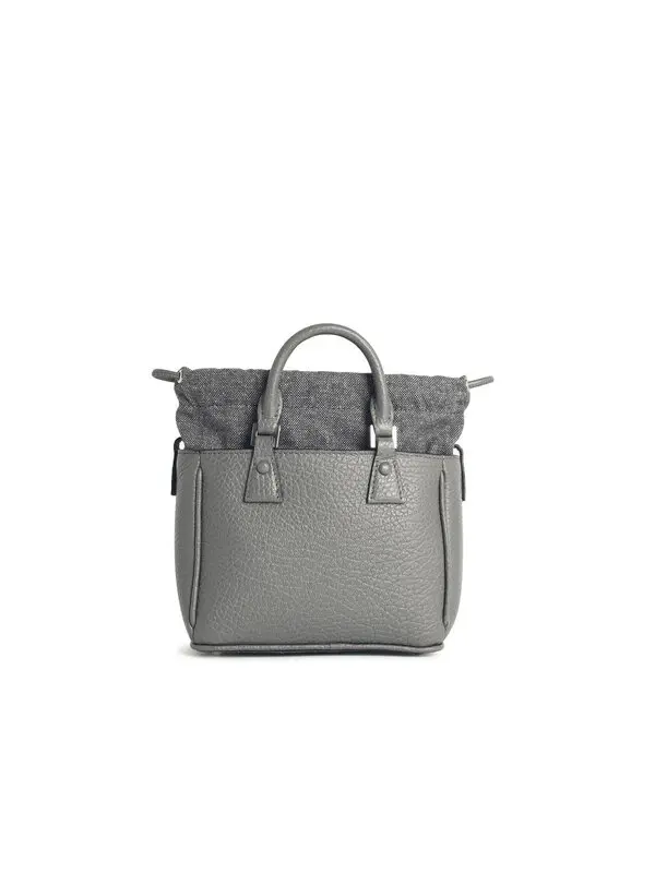 MAISON MARGIELA 5ac Tote Horizontal' Pebble Grey Leather Bag - Gray