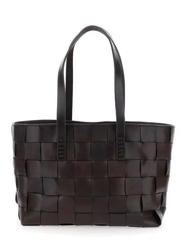 Dragon Diffusion Woven Leather Double Handle Shopping Bag For