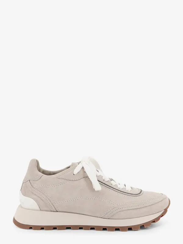 Brunello Cucinelli Suede Sneakers With Monili Embellishment - Multicolor