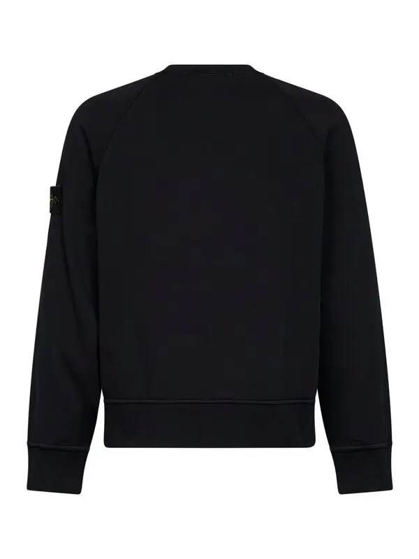 Stone Island Black Cotton Crewneck Sweatshirt