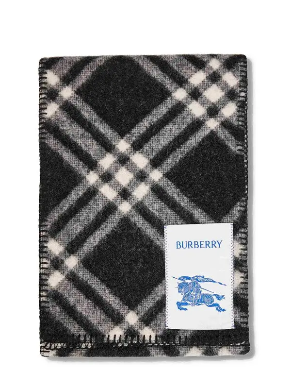 Burberry Black Check Wool Scarf - Multicolor