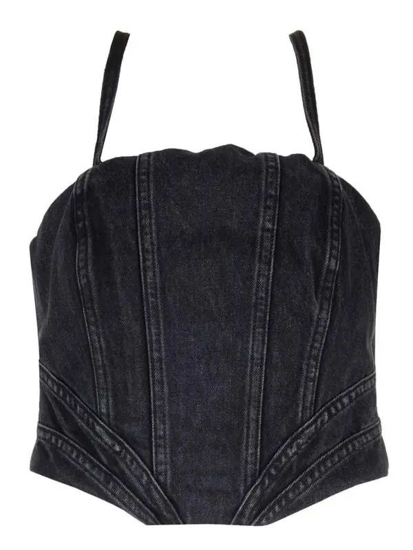 Amiri Faded Denim Corset - Black