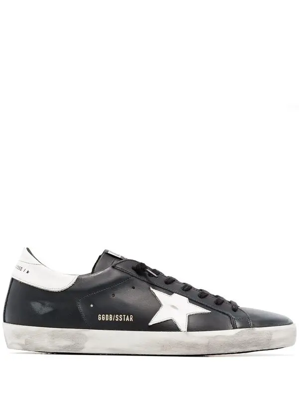 GOLDEN GOOSE Super-star Distressed-effect Leather Sneakers - Black