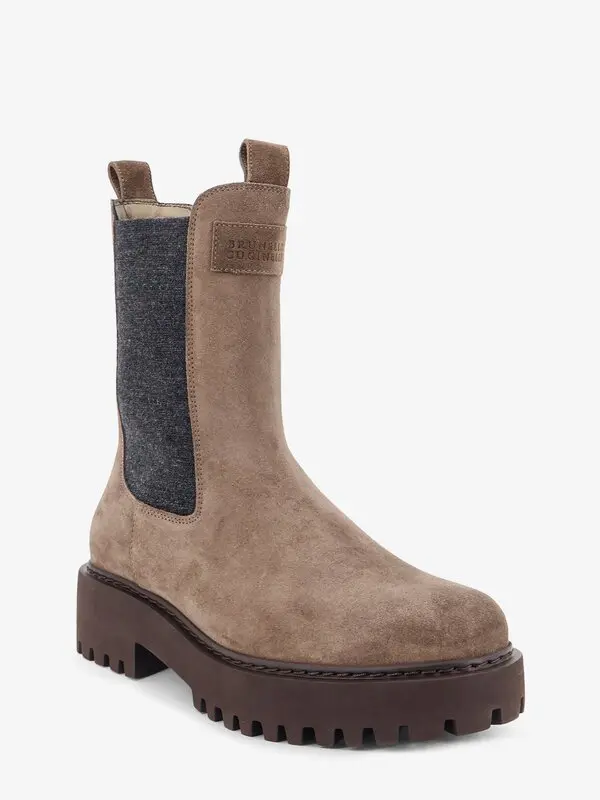 Brunello Cucinelli Suede Boots With Precious Loop Detail