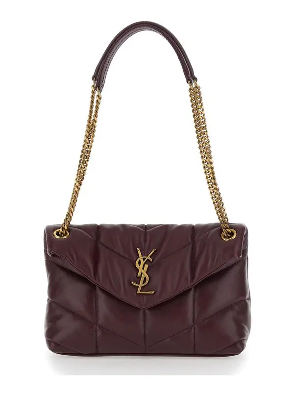 Saint Laurent Bordeaux Crossbody Bag With Sliding Chain Strap And Cassandre Plaque On Front In Quilted Leather For - Multicolor
