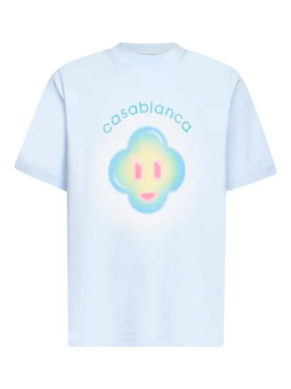 Casablanca Light Blue Airbrush Smiley T-shirt