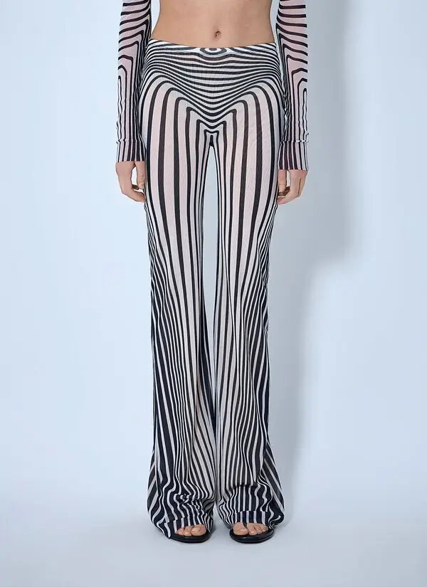JEAN PAUL GAULTIER Re-edition Flare Trousers Morphing Stripes - Gray