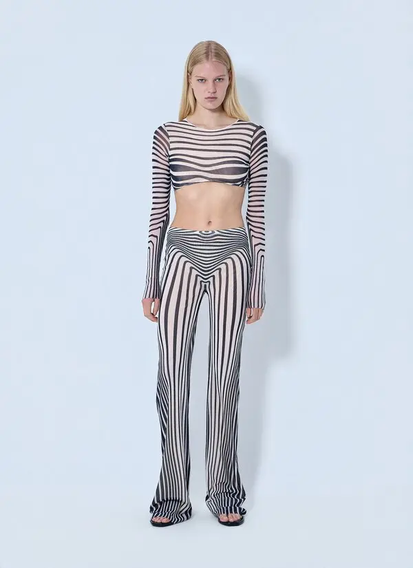 JEAN PAUL GAULTIER Re-edition Flare Trousers Morphing Stripes - Gray
