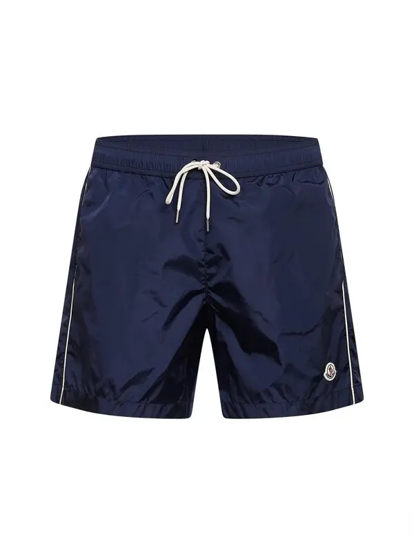 Moncler Nylon Logo Patch Swim Shorts - Multicolor