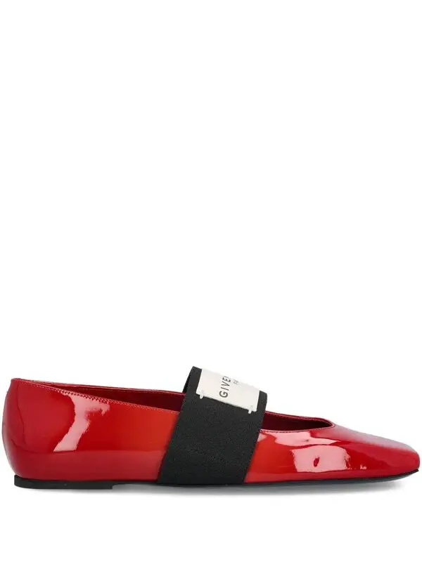 Givenchy Sliced Square Ballerinas In Patent Leather - Red