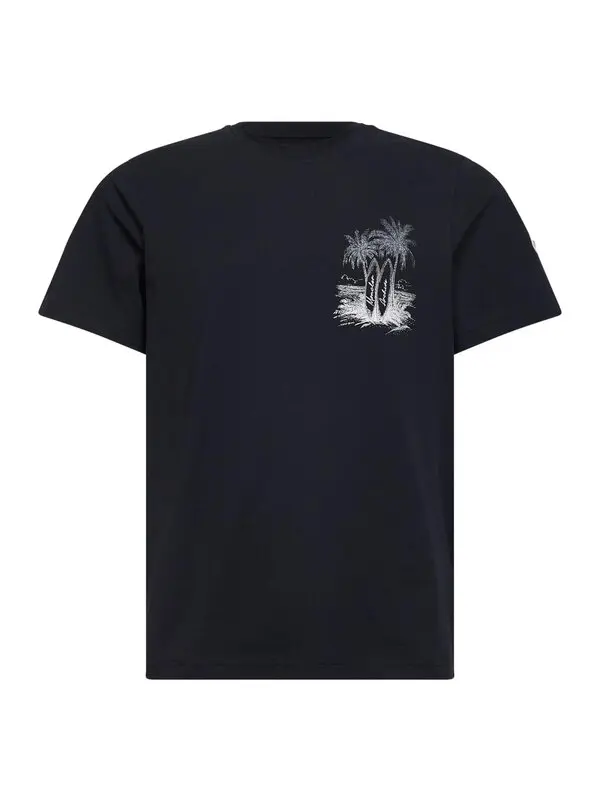 Moncler Blue Cotton Jersey Printed T-shirt - Multicolor