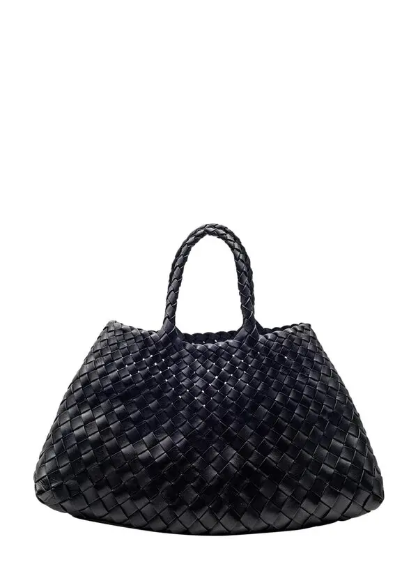Dragon Diffusion Handbag 'santa Croce' With Two Top Handles And Woven Design In Leather For - Black