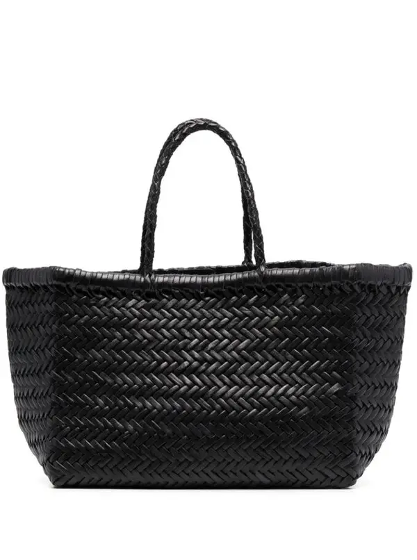 Dragon Diffusion Small Tote Bag 'triple Jump' In Woven Leather - Black