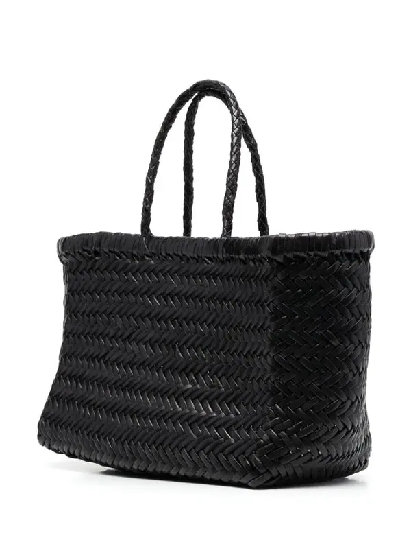 Dragon Diffusion Small Tote Bag 'triple Jump' In Woven Leather - Black