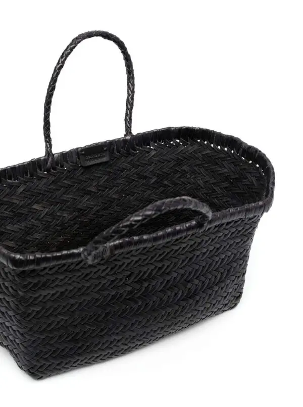 Dragon Diffusion Small Tote Bag 'triple Jump' In Woven Leather - Black