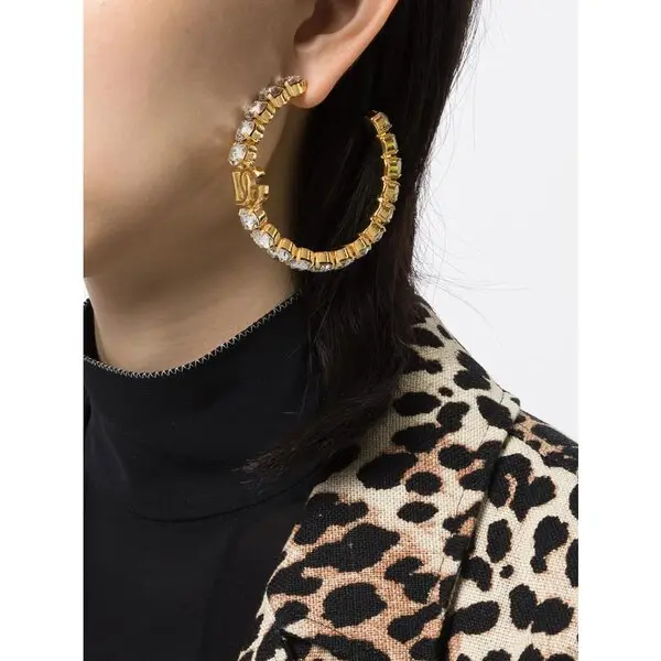 Dolce & Gabbana Rhinestone Logo Hoop Earrings