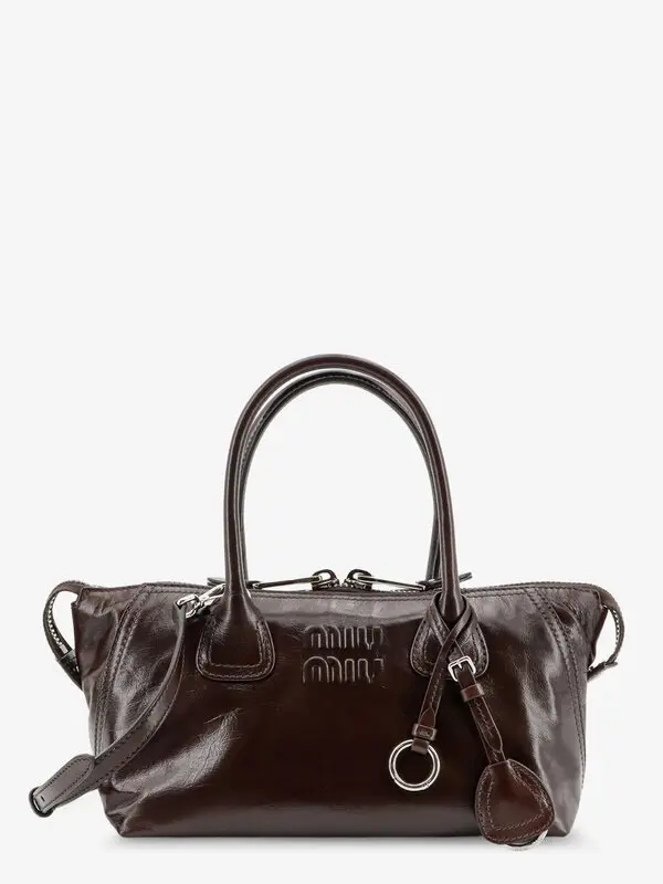 Miu Miu Leather Handbag With Embossed Lettering Logo - Multicolor