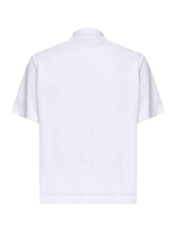 Moncler White Cotton Pique Logo Polo Shirt