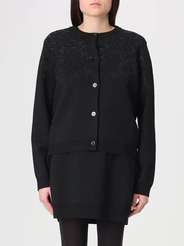 Gucci Gg Wool Cardigan With Rhinestones