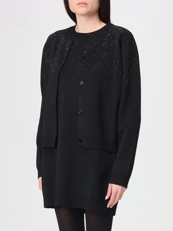 Gucci Gg Wool Cardigan With Rhinestones