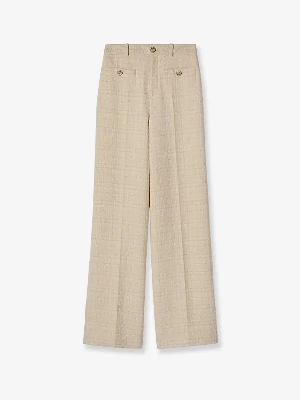Gucci Cotton Blend Trousers With Checked Pattern