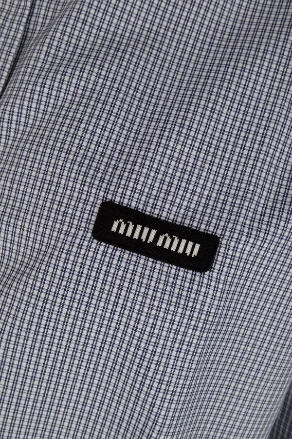 Miu Miu Checked Long Sleeve Crop Shirt