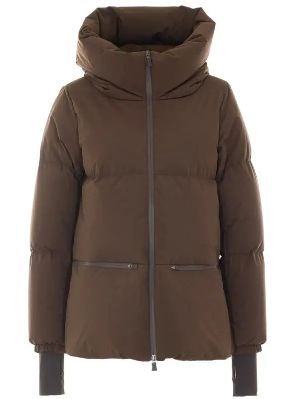 Herno 2layers Hooded Short Down Jacket - Brown
