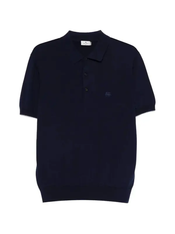 Etro Knitted Cotton Polo Shirt - Blue