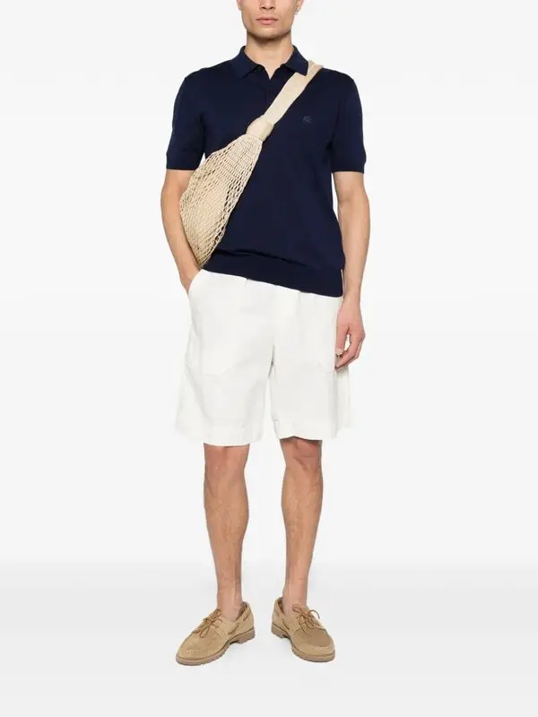 Etro Knitted Cotton Polo Shirt - Blue