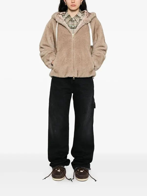 Herno Soft Faux-fur Hooded Jacket - Multicolor