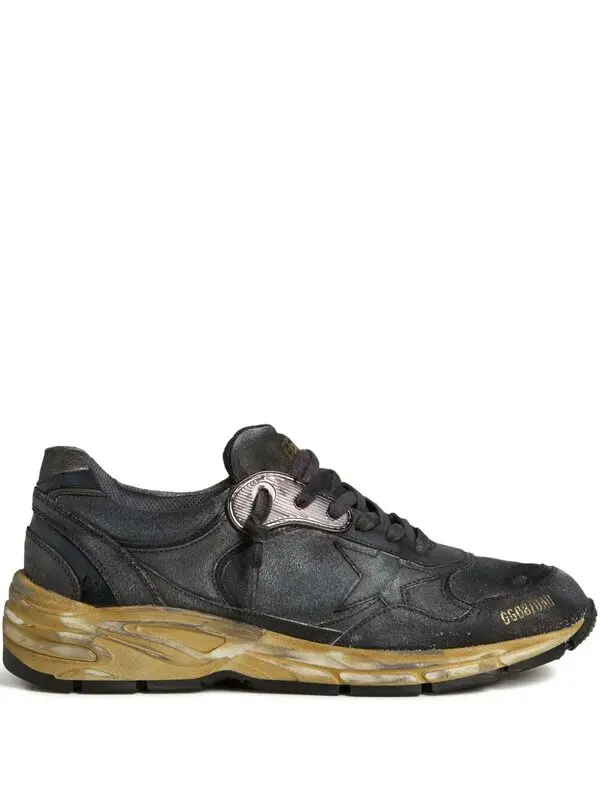 GOLDEN GOOSE Dad-star Sneakers In Naplak And Crackle Leather - Black