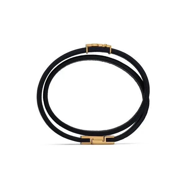 Saint Laurent Calfskin Leather Double-strap Bracelet