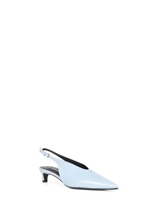 JIL SANDER Powder Blue Leather Pointed Slingback Pumps