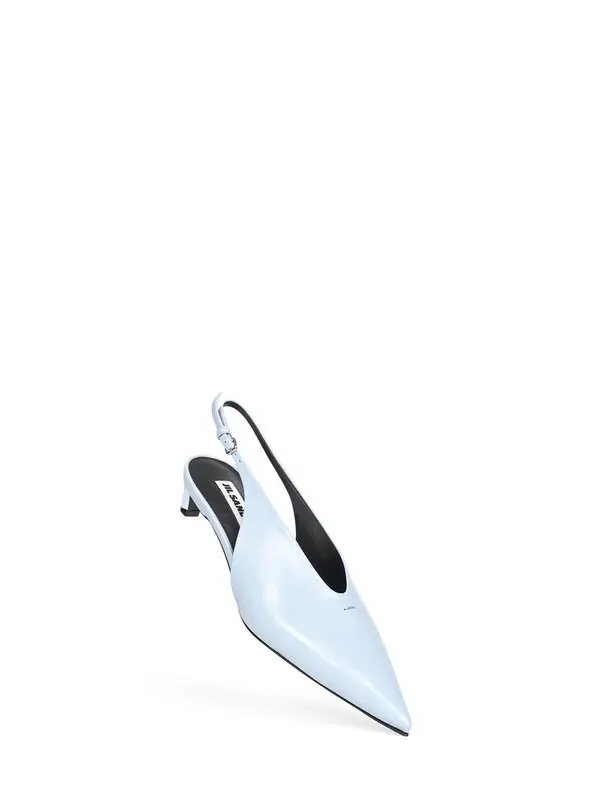 JIL SANDER Powder Blue Leather Pointed Slingback Pumps