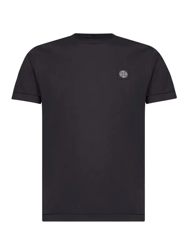 Stone Island Black Slim-fit Logo Patch T-shirt