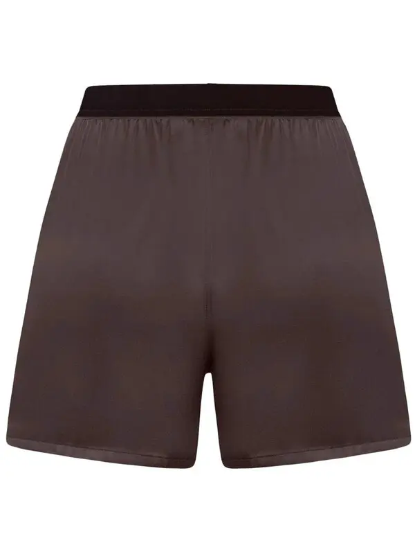 TOM FORD Logo-waistband Silk Shorts - Brown