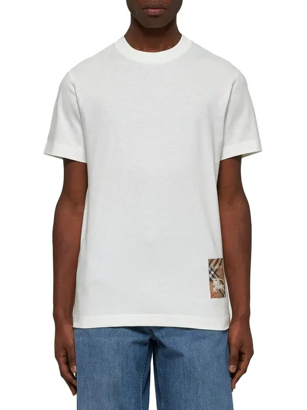 Burberry Cotton T-shirt With Check Appliqu
