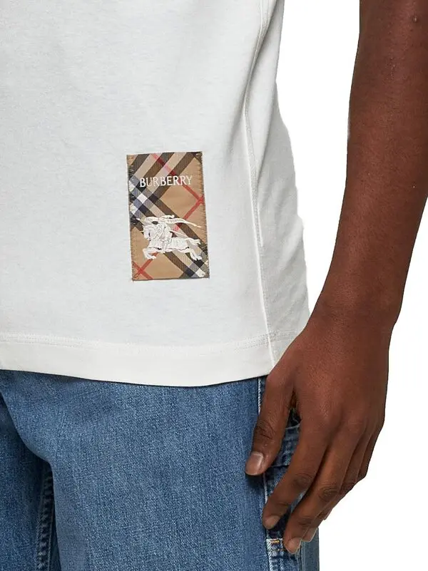 Burberry Cotton T-shirt With Check Appliqu