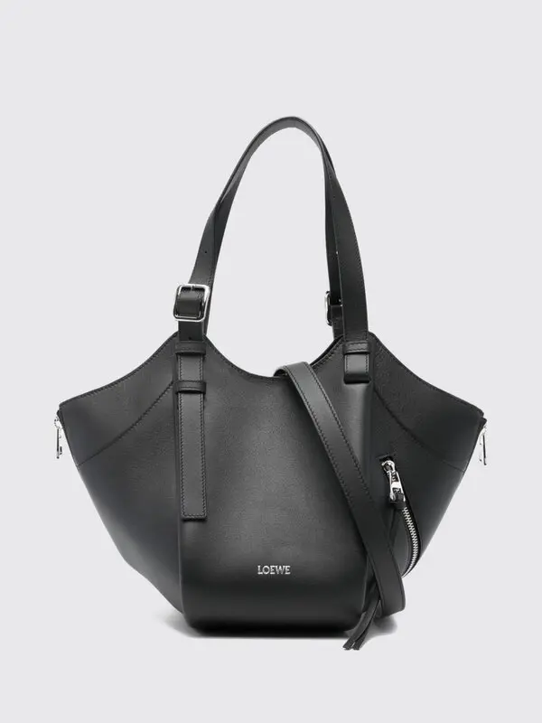 Loewe Hammock Flip Leather Shoulder Bag - Black