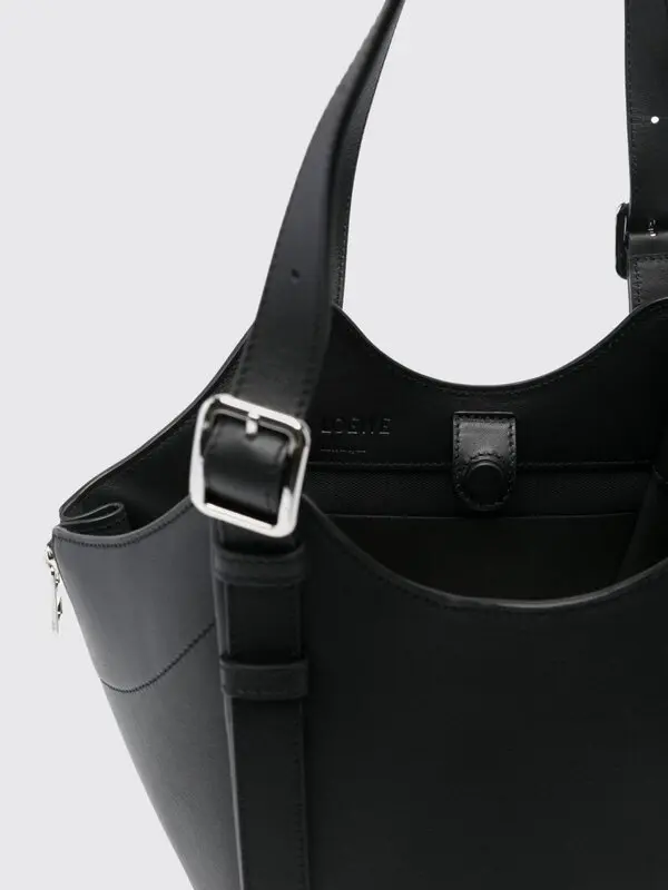 Loewe Hammock Flip Leather Shoulder Bag - Black