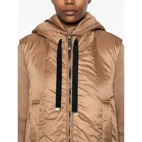 Max Mara Drawstring Hood Waistcoat - Brown